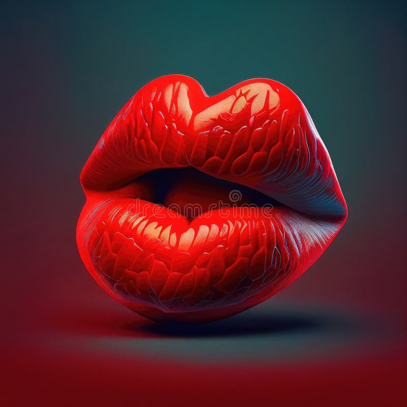 Sensual Female Red Lips. Close-up View Stock Illustration ...