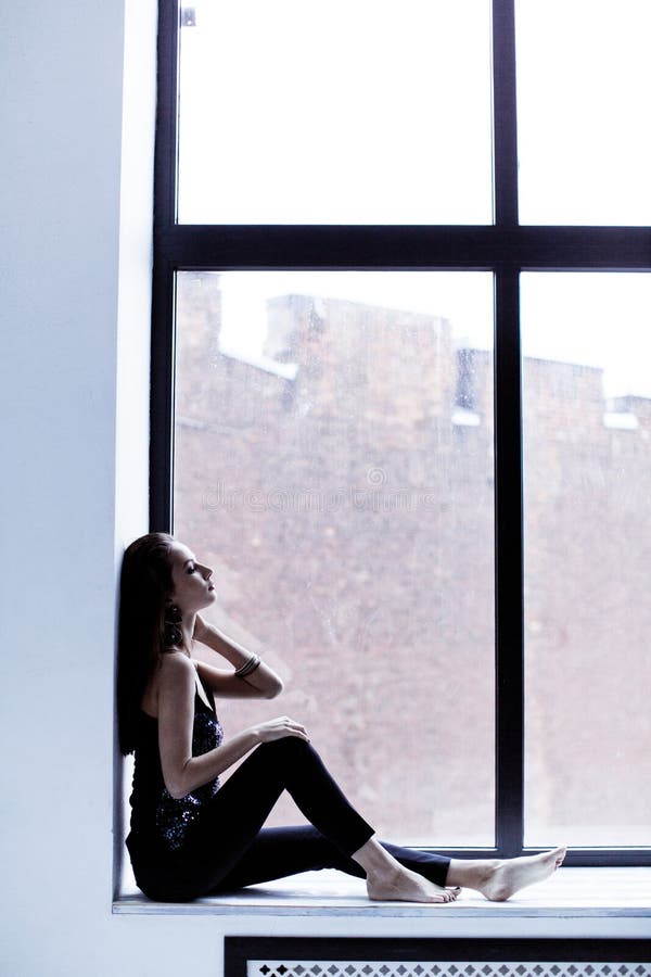Sensual Girl Sitting Near the Window Stock Photo - Image of cool ...
