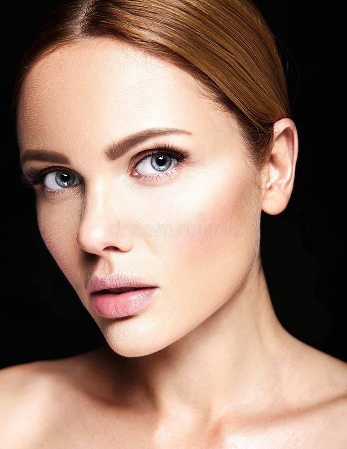 Portrait Of Beautiful Woman Model With Makeup And Clean Healthy Skin