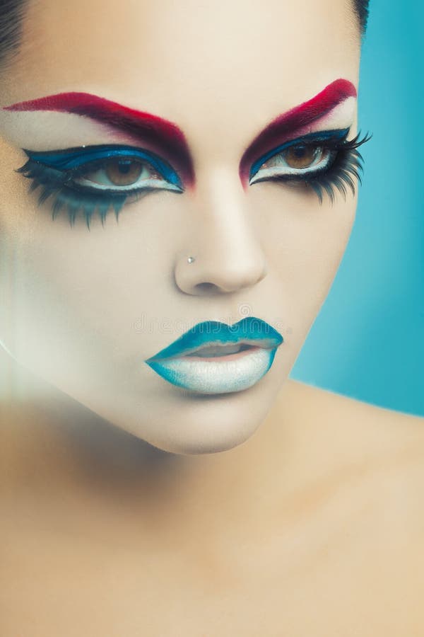 Sensual Portrait Of Gorgeous Woman With Closed Eyes And Make Up Stock