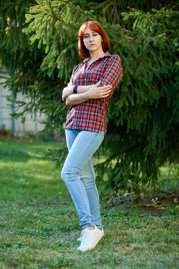 Sensual Redhead Outdoors: Autumn S Warm Embrace Stock Photo - Image of ...