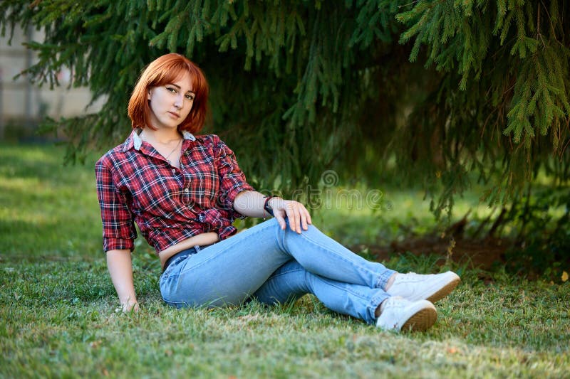 Sensual Redhead Outdoors: Autumn S Warm Embrace Stock Image - Image of ...