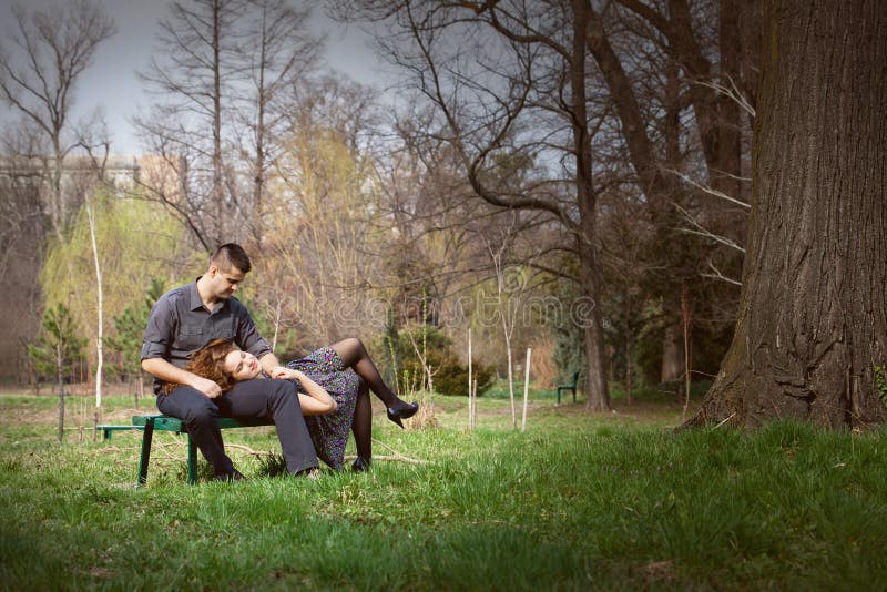 Romantic Couple Kissing with Passion Stock Image - Image of outdoor ...