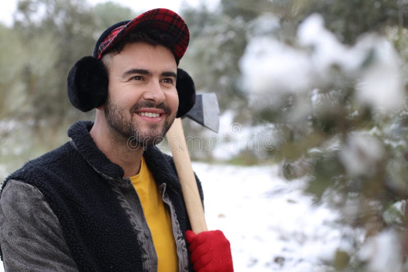 Sensual Strong Man Holding an Axe Stock Photo - Image of hiking ...