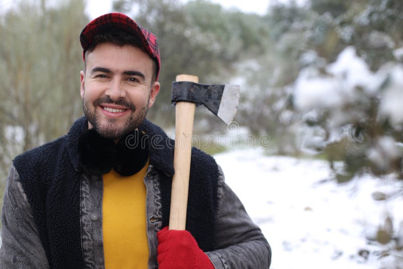 Sensual Strong Man Holding an Axe Stock Image - Image of hiking, adult ...