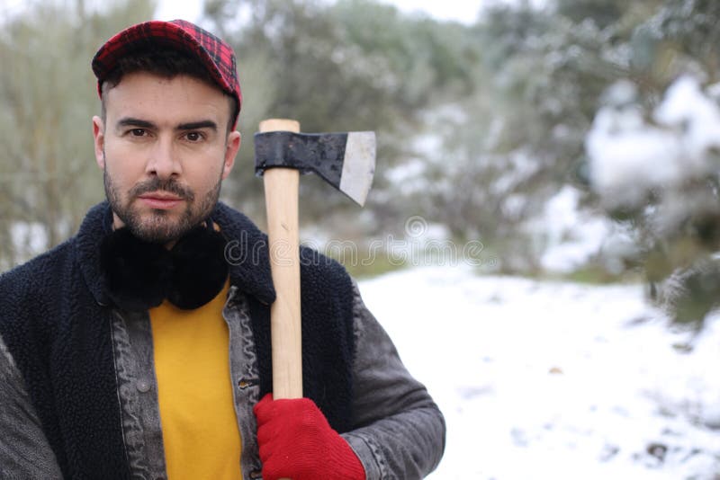 Sensual Strong Man Holding an Axe Stock Photo - Image of beard ...