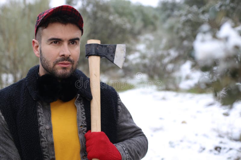 Sensual Strong Man Holding an Axe Stock Image - Image of person ...