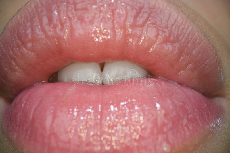 Sensual Woman With Sensual Lips Close Up Perfect Natural Lip Female