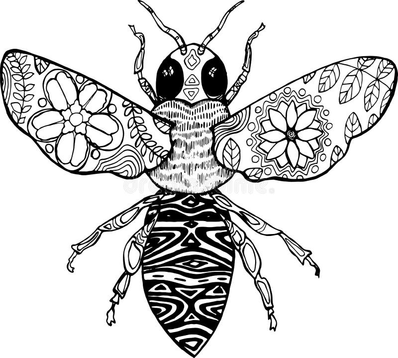 Zentangle Bee Stock Illustrations – 371 Zentangle Bee Stock ...