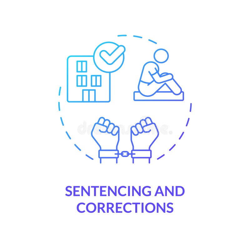 Sentencing and Corrections Blue Concept Icon Stock Vector ...