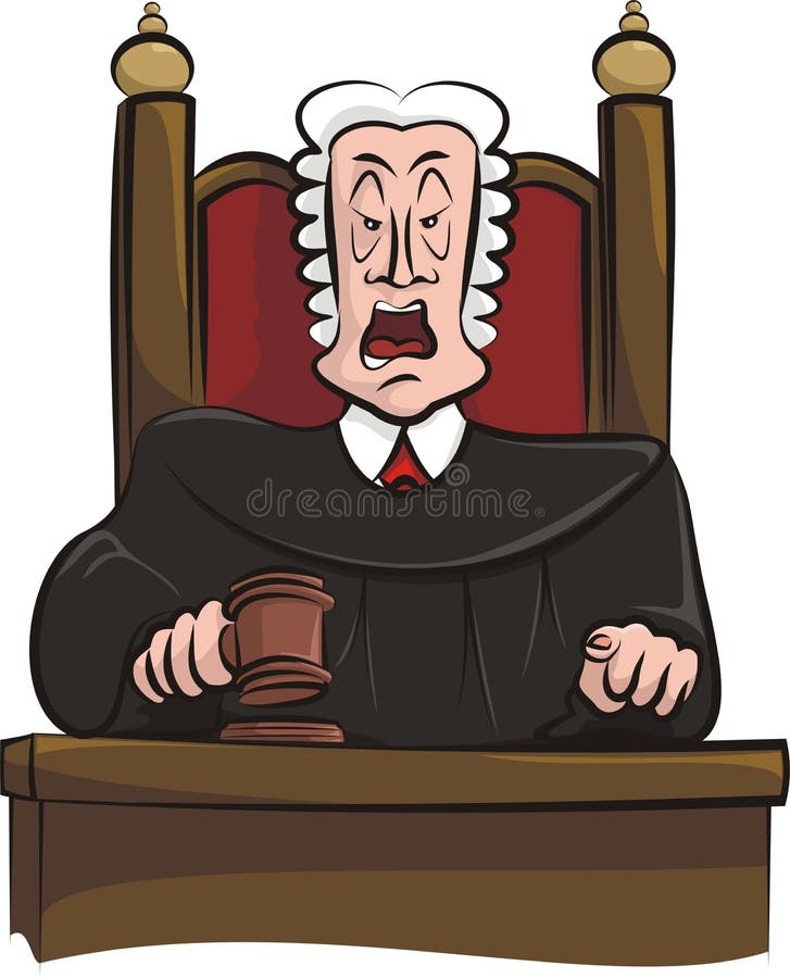 Pop Art Senior Judge in Courthouse Striking the Gavel. Law and Legal ...