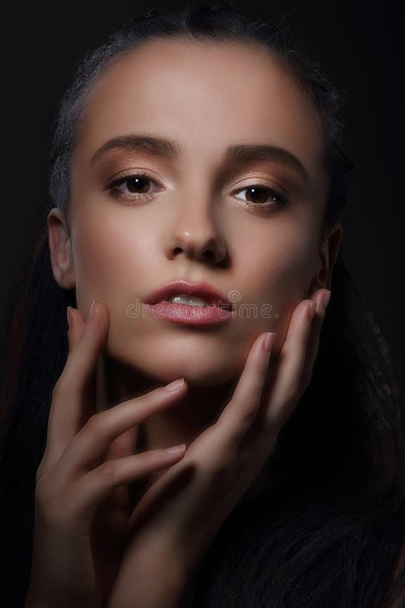 Sentiment. Affectionate Woman Touching Her Face Stock Image - Image of ...