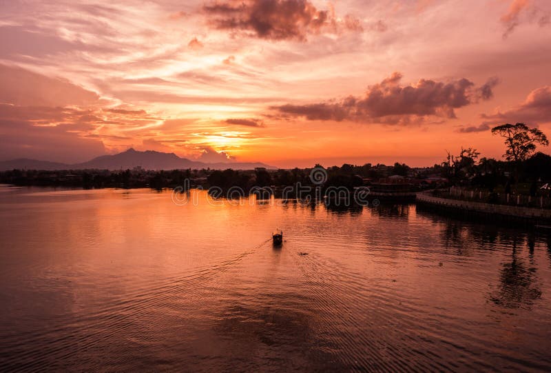 Sentimental Sunset at the Sarawak River Stock Image - Image of world ...