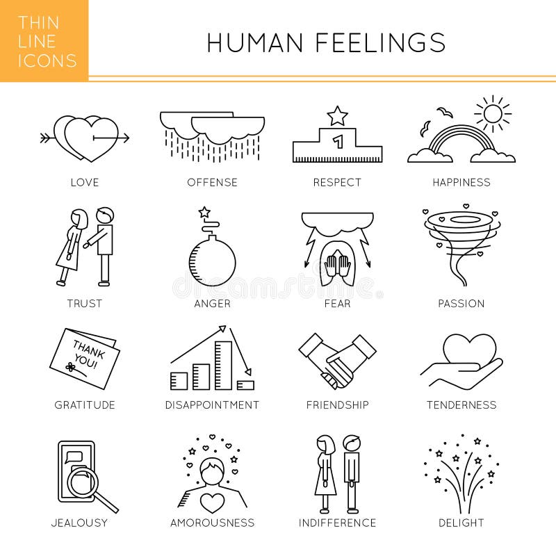 Sentiments Et émotions Réglés Illustration de Vecteur - Illustration du ...