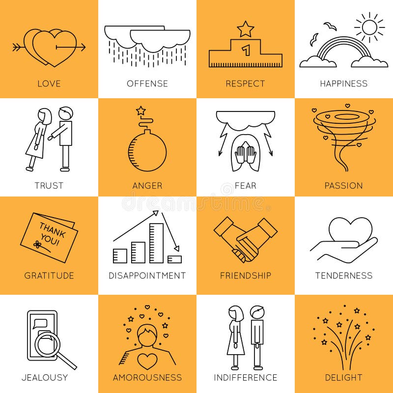 Sentiments Et émotions Réglés Illustration de Vecteur - Illustration du ...