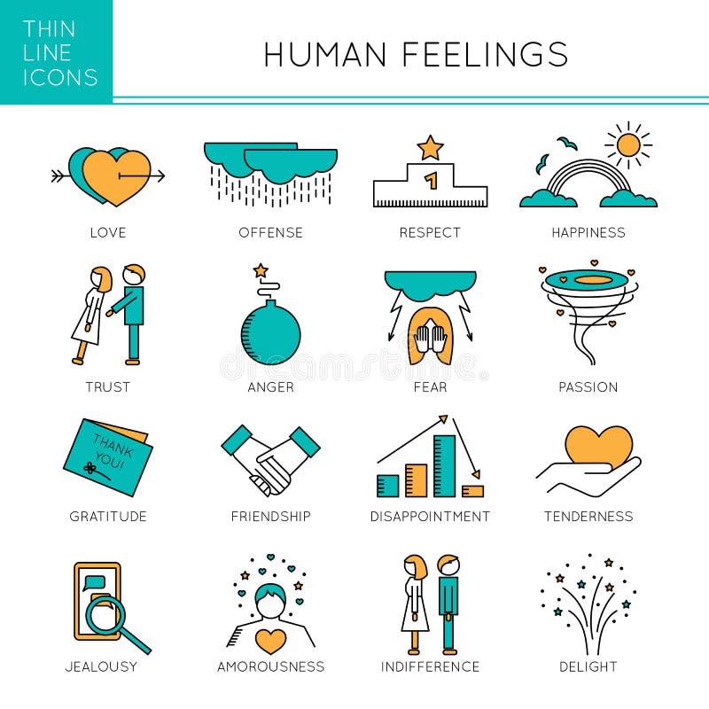 Sentiments Et émotions Réglés Illustration de Vecteur - Illustration du ...