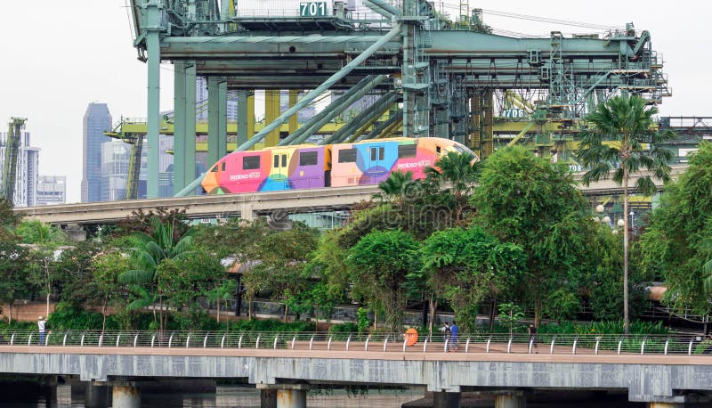 Sentosa Express Train while in Operation Near Harbourfront Sentosa ...