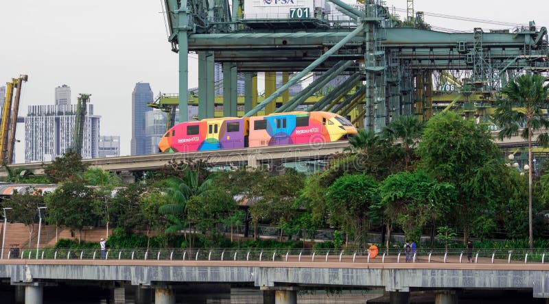 Sentosa Express Train while in Operation Near Harbourfront Sentosa ...