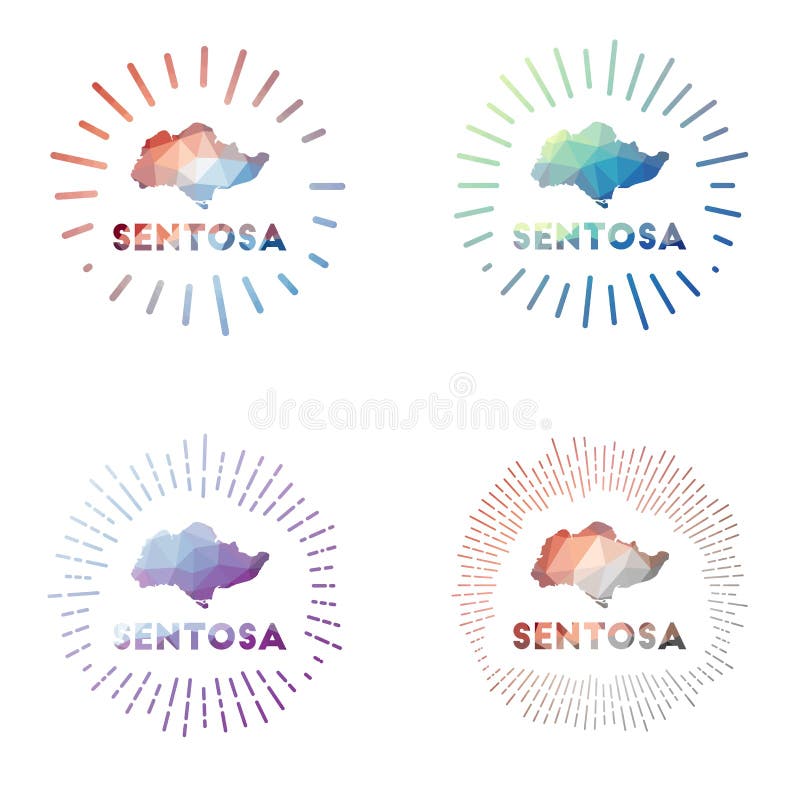 Sentosa Low Poly Sunburst Set. Stock Vector - Illustration of learn ...