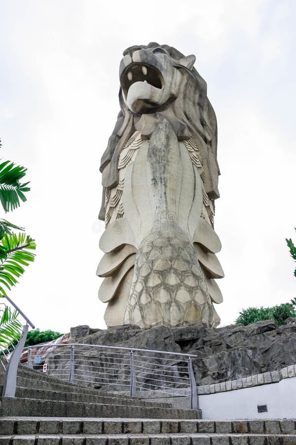 Sentosa Merlion and Merlion Park, Singapore, March 15 2019 Editorial ...