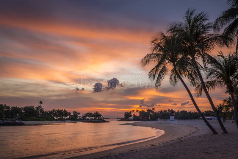 Sunset at Sentosa stock image. Image of singapore, ocean - 64201897