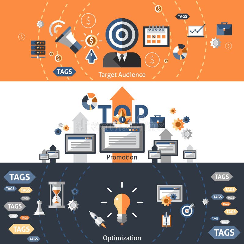 Seo Banner Set stock vector. Illustration of background - 50565826