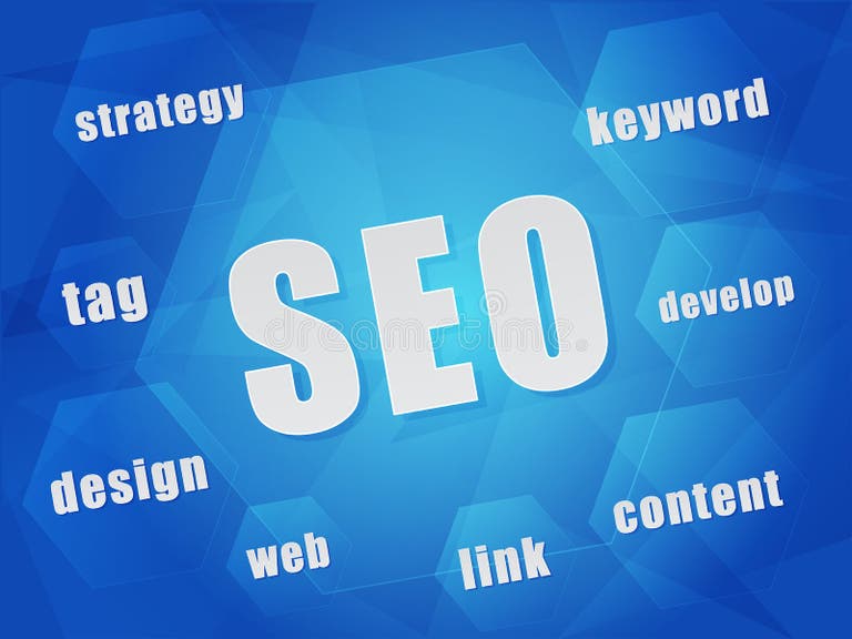 SEO and Business Concept Words in Hexagons Stock Illustration ...