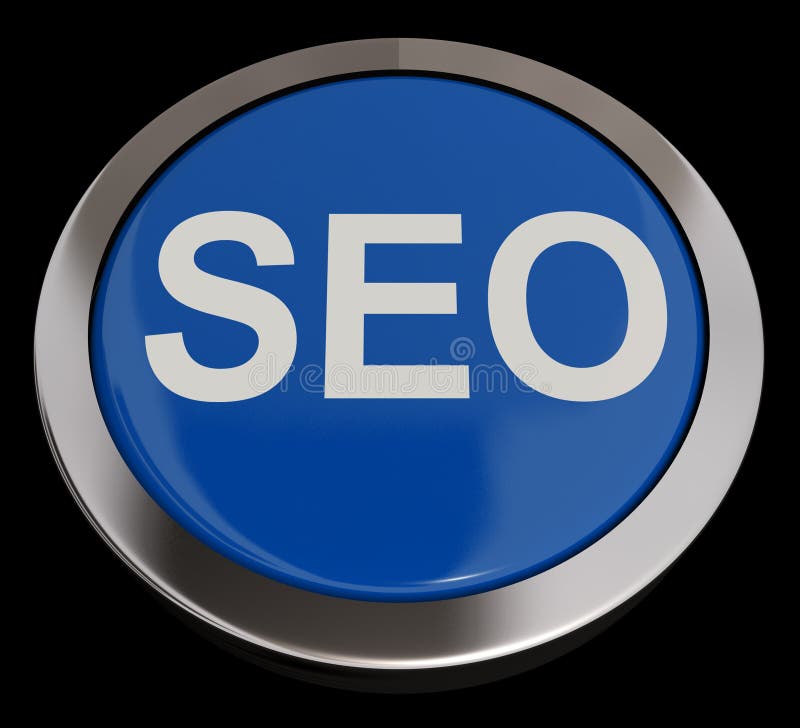 SEO Button in Blue Showing Internet Marketing and Optimization Stock ...