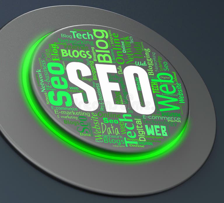 Seo Button Indicates Search Engines and Internet Stock Illustration ...