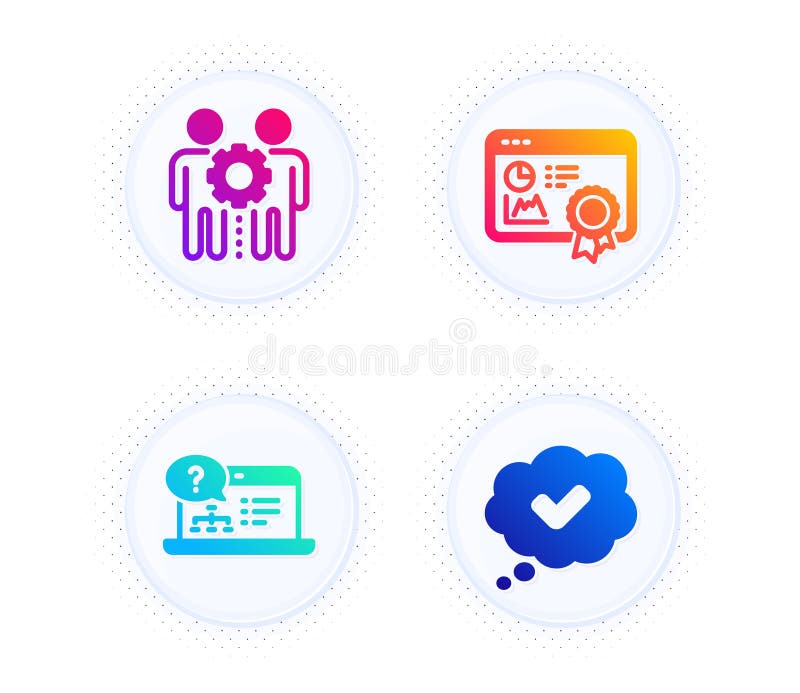 Seo Certificate, Online Help and Employees Teamwork Icons Set. Approved ...