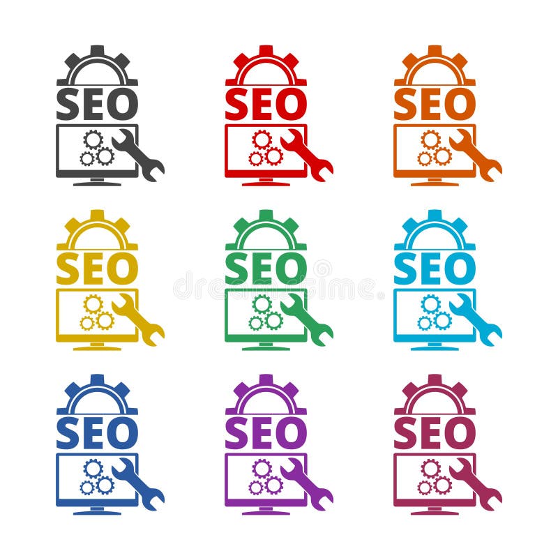 Seo Color Icon Set Isolated on White Background Stock Vector ...