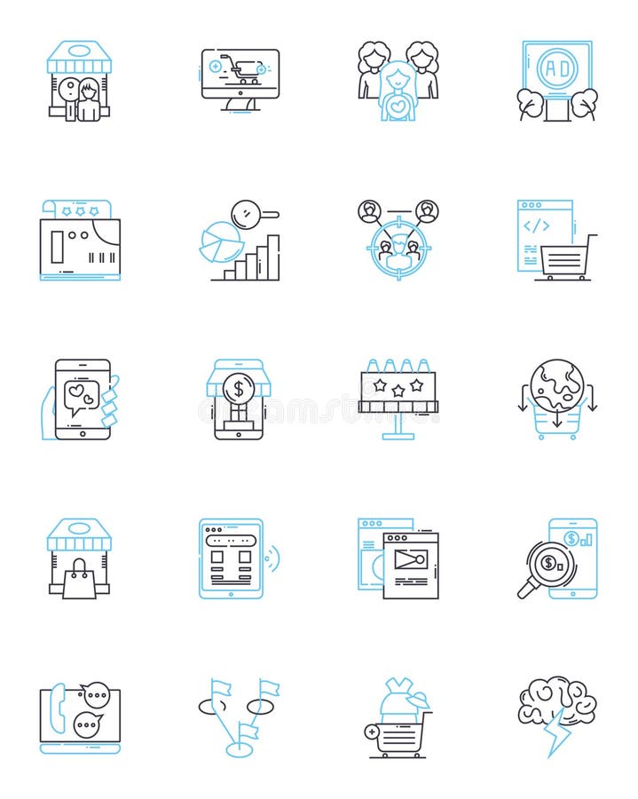 SEO Company Linear Icons Set. Optimization, Ranking, Keywords ...