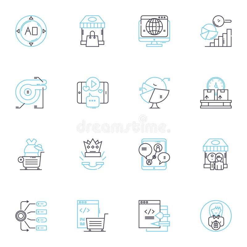 SEO Company Linear Icons Set. Optimization, Ranking, Keywords ...