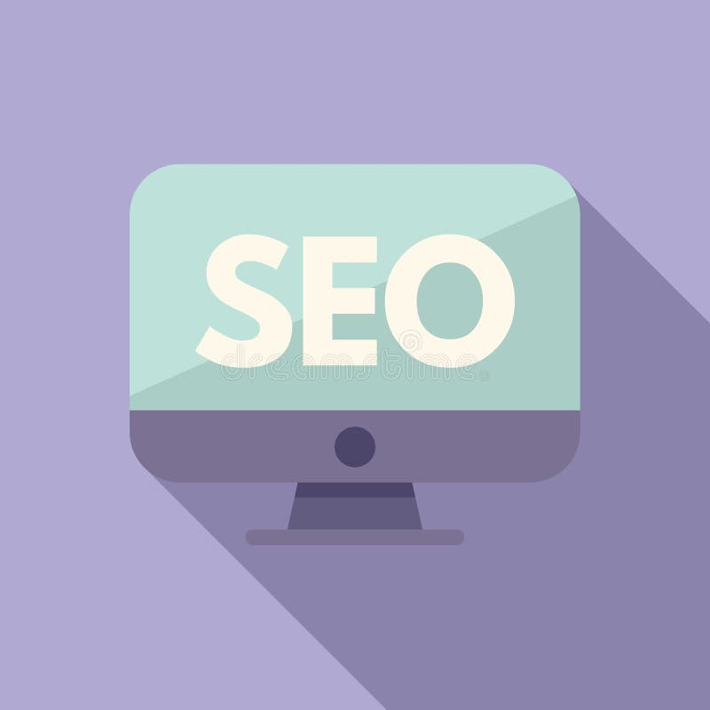 Seo Computer Engine Icon Flat Vector. Global Web Stock Vector ...