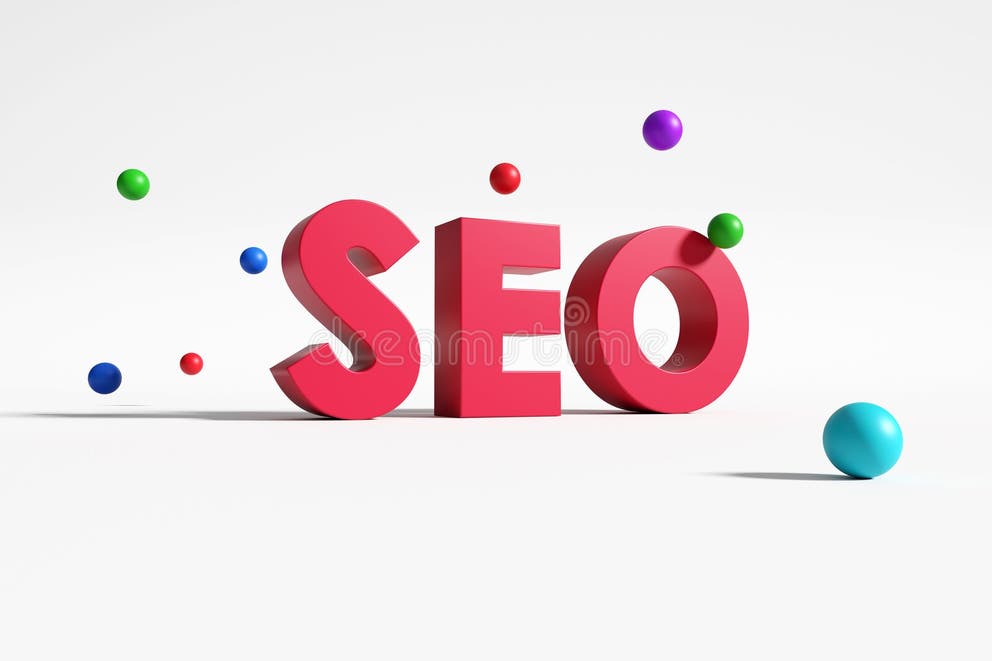 Seo Concept with Colorful Spheres Floating Around the Letters Stock ...