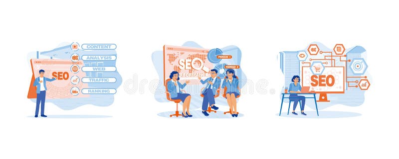 SEO Concept. the SEO Icon Appears on the Digital Tablet Screen. LCD ...