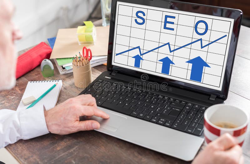 SEO Concept On The Screen Of Laptop Stock Image - Image of promote ...