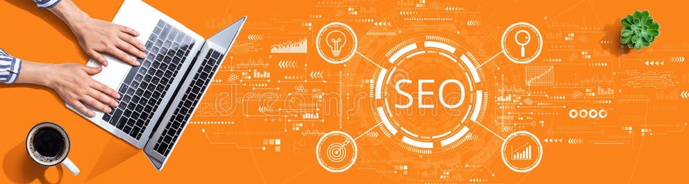 SEO Concept with Person Using a Laptop Editorial Photo - Image of ...