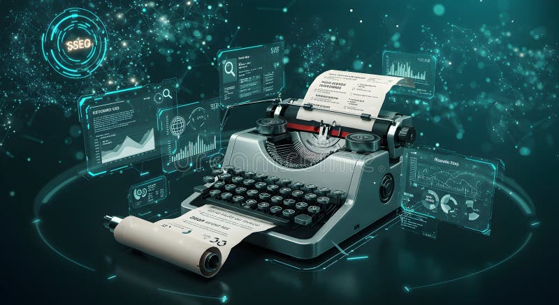 SEO Content Evolution Vintage Typewriter Seamlessly Integrated with ...