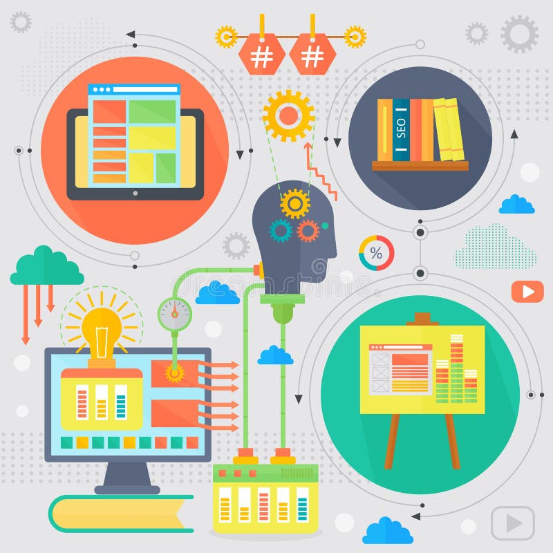 SEO and Development Concept Design Infographics Template Icons in ...