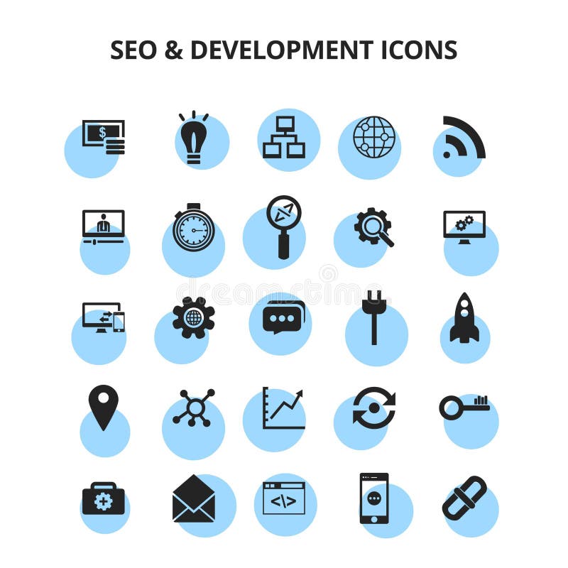 SEO & Development Icons Stock Vector - Illustration of design, group ...