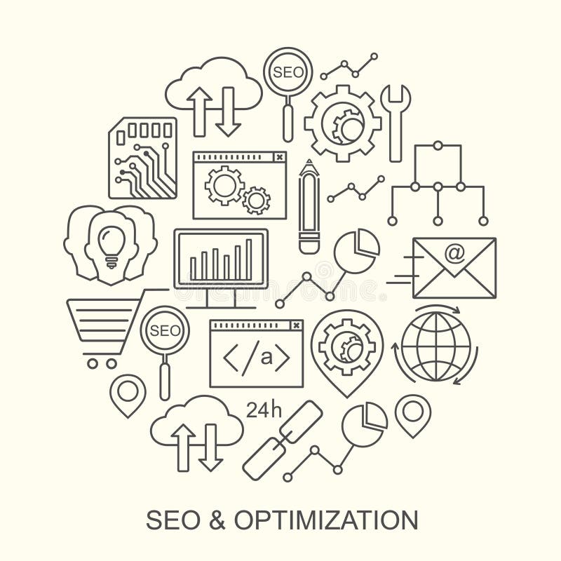 SEO and Development Pattern with Linear Icons Stock Vector ...