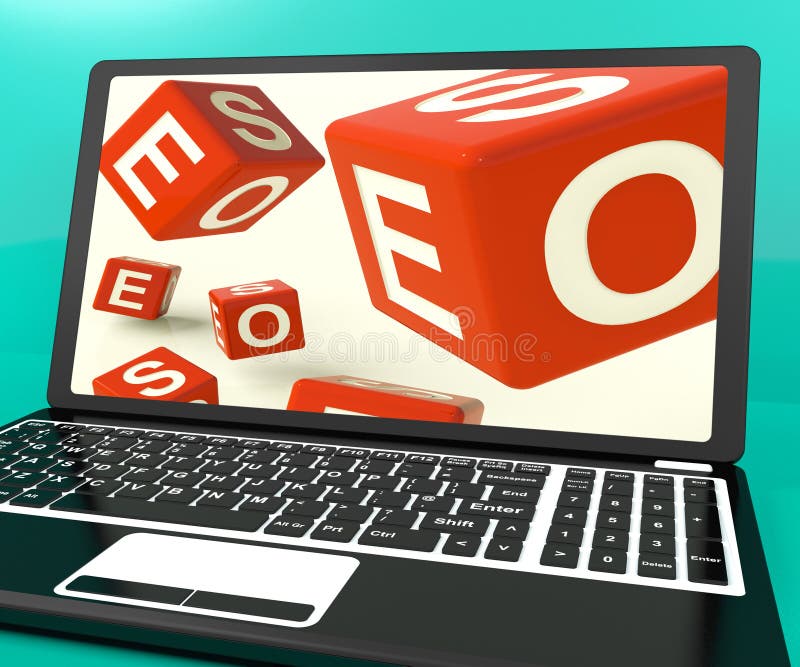 Seo Dice on Laptop Showing Online Web Optimization Stock Illustration ...