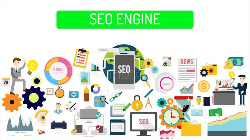 SEO Engine Typography Design Stock Vector - Illustration of background ...