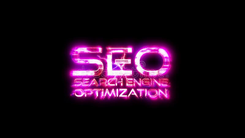 SEO Glow Pink Neon Abstract Lightning Glitch Text Animation Stock Video ...