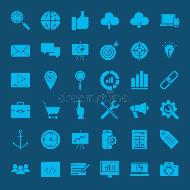 Development Web Glyphs Icons Stock Vector - Illustration of link, cloud ...