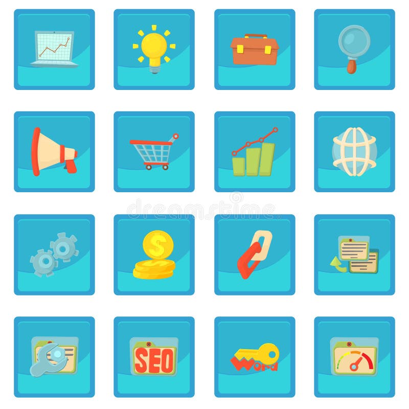 SEO icon blue app stock vector. Illustration of magnifier - 92471006