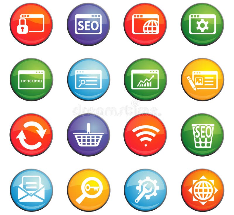 Seo icon set stock illustration. Illustration of ecommerce - 89203349