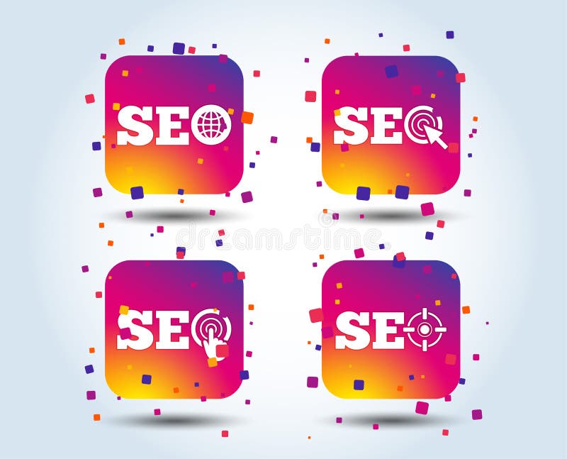 SEO Icons. Search Engine Optimization Symbols Stock Vector ...