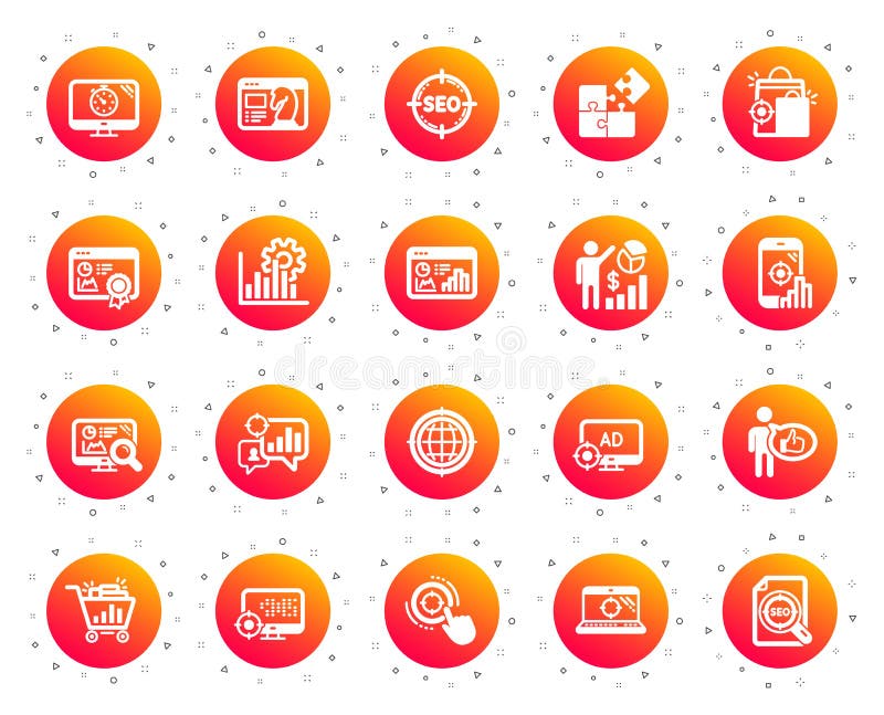 Seo Icons. Set of Increase Sales, Business Strategy and Website ...